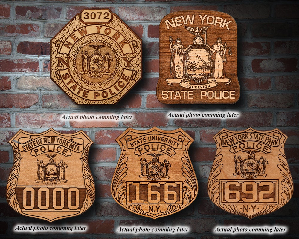 Personalized Wooden New York State Police Badge or Patch Plaque