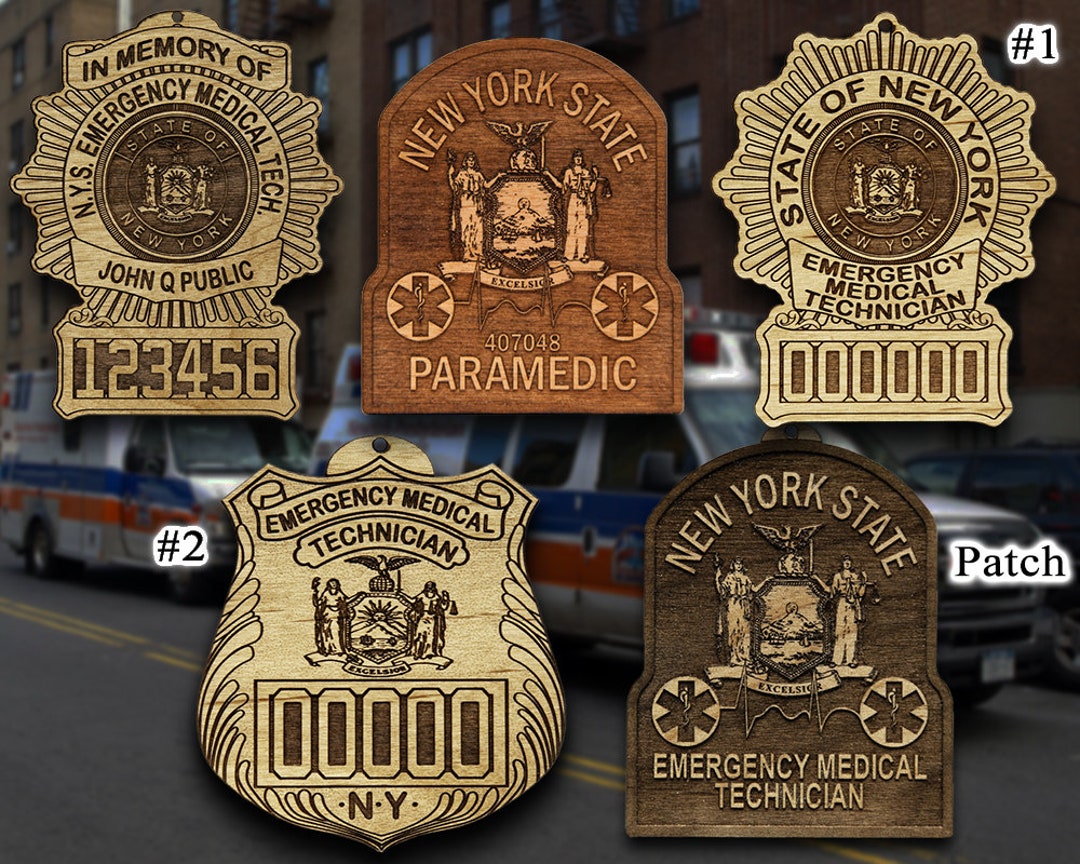 Wooden NY State Paramedic EMT Patch Ornaments - Etsy
