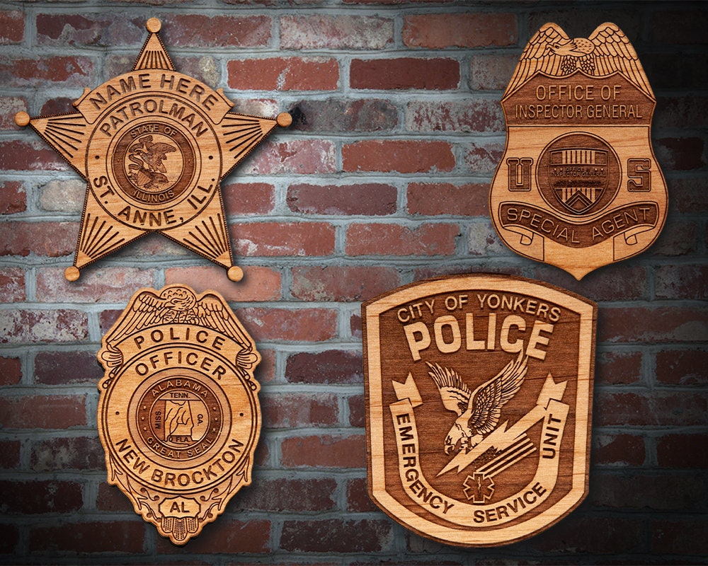 Wooden Miscellaneous Police Badge or Patch Plaque 33 | Etsy