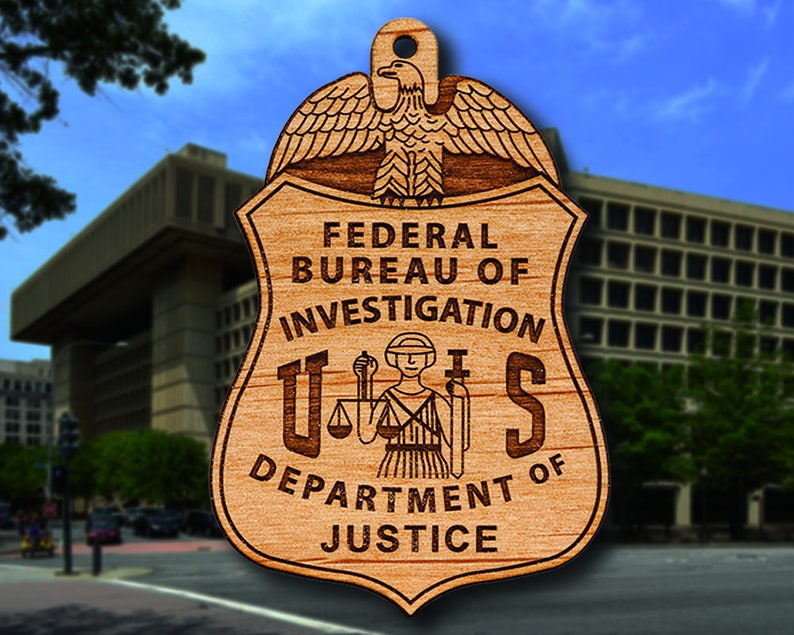 Wooden FBI Badge or Emblem Hanging Ornament | Etsy
