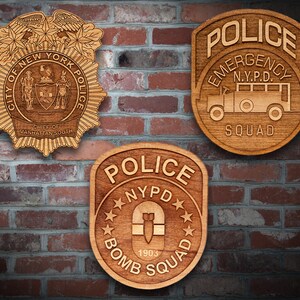 Personalized Wooden New York City Police Shield or Shoulder Patch ...