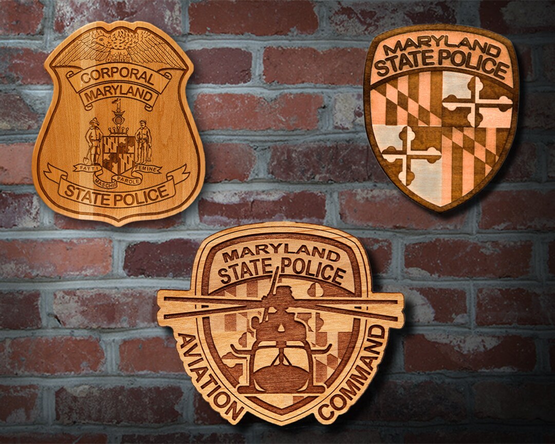 Personalized Wooden Maryland State Police Badge Plaque - Etsy