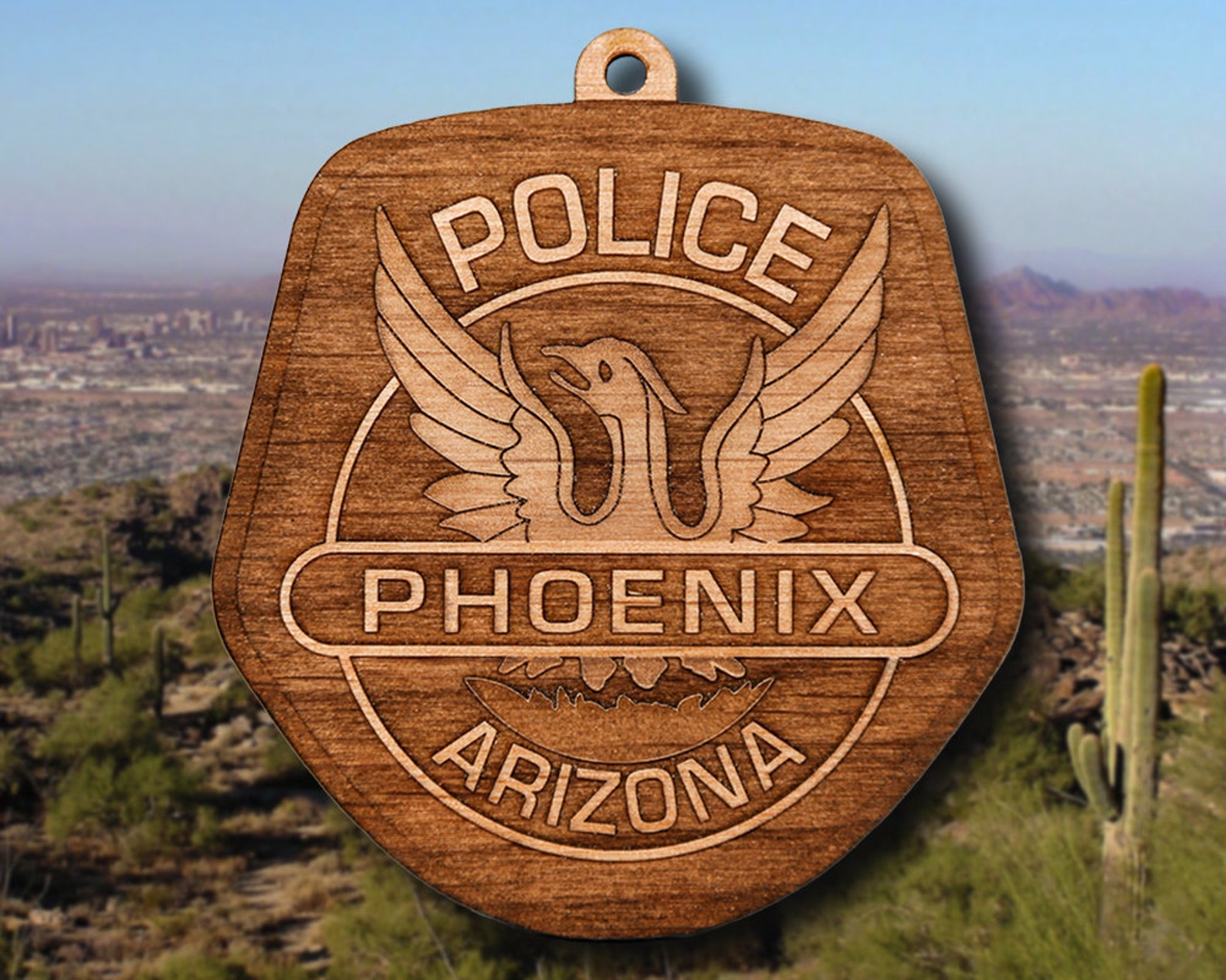 Personalized Wooden Phoenix PD Badge or Shoulder Patch Hanging - Etsy