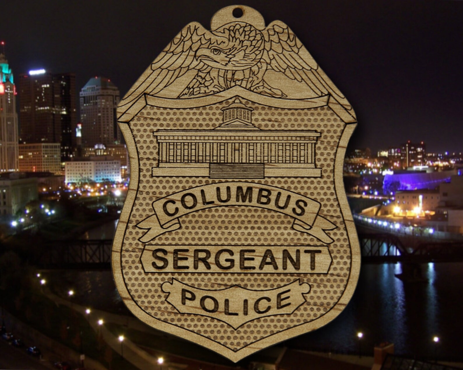 Wooden Columbus OH Police Badge or Patch Ornament | Etsy