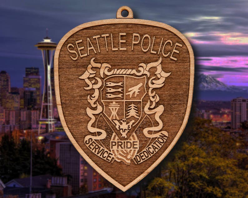 Wooden Seattle PD Badge or Shoulder Patch Ornament - Etsy