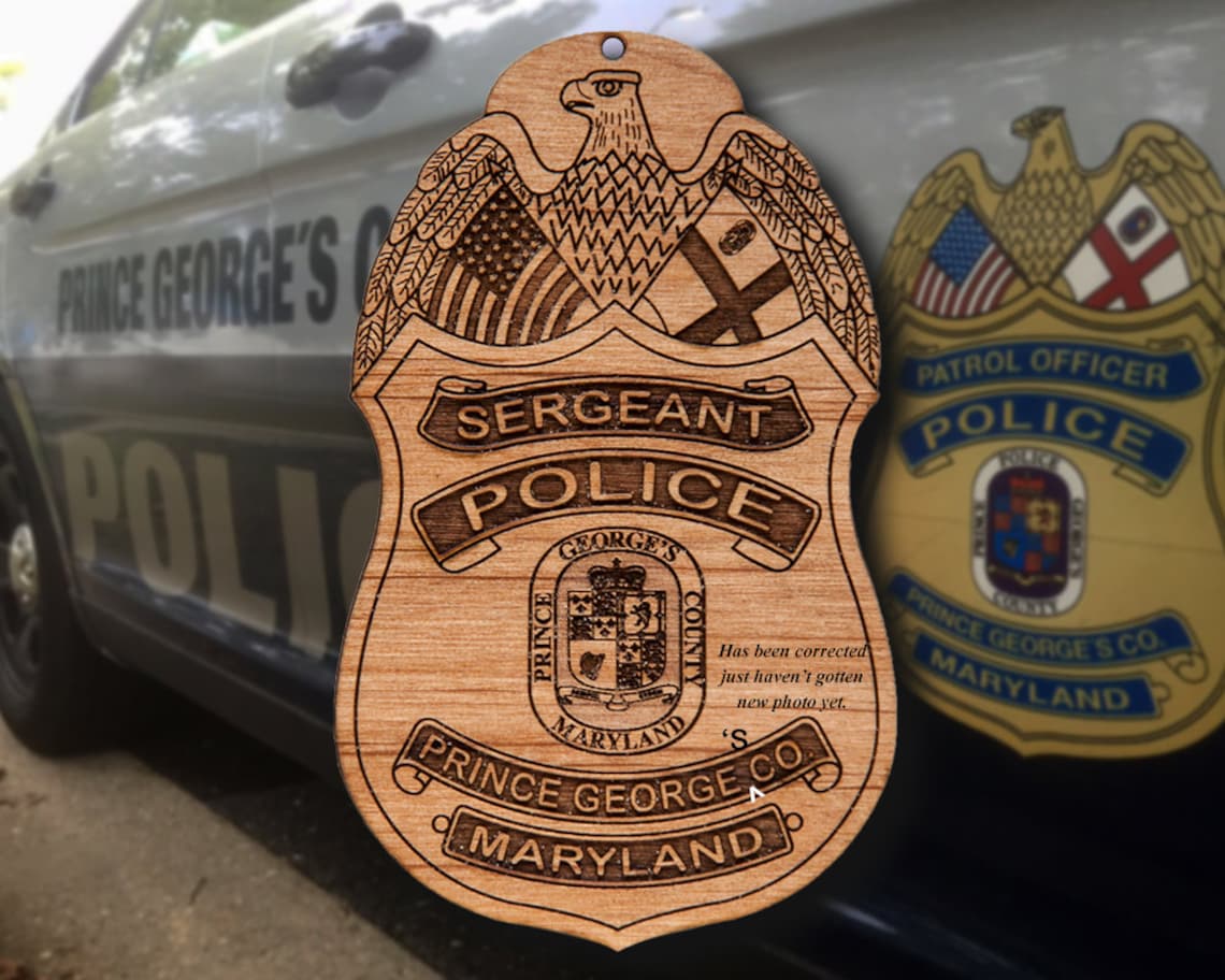 Wooden Prince George's Co PD Badge or Shoulder Patch Ornament - Etsy