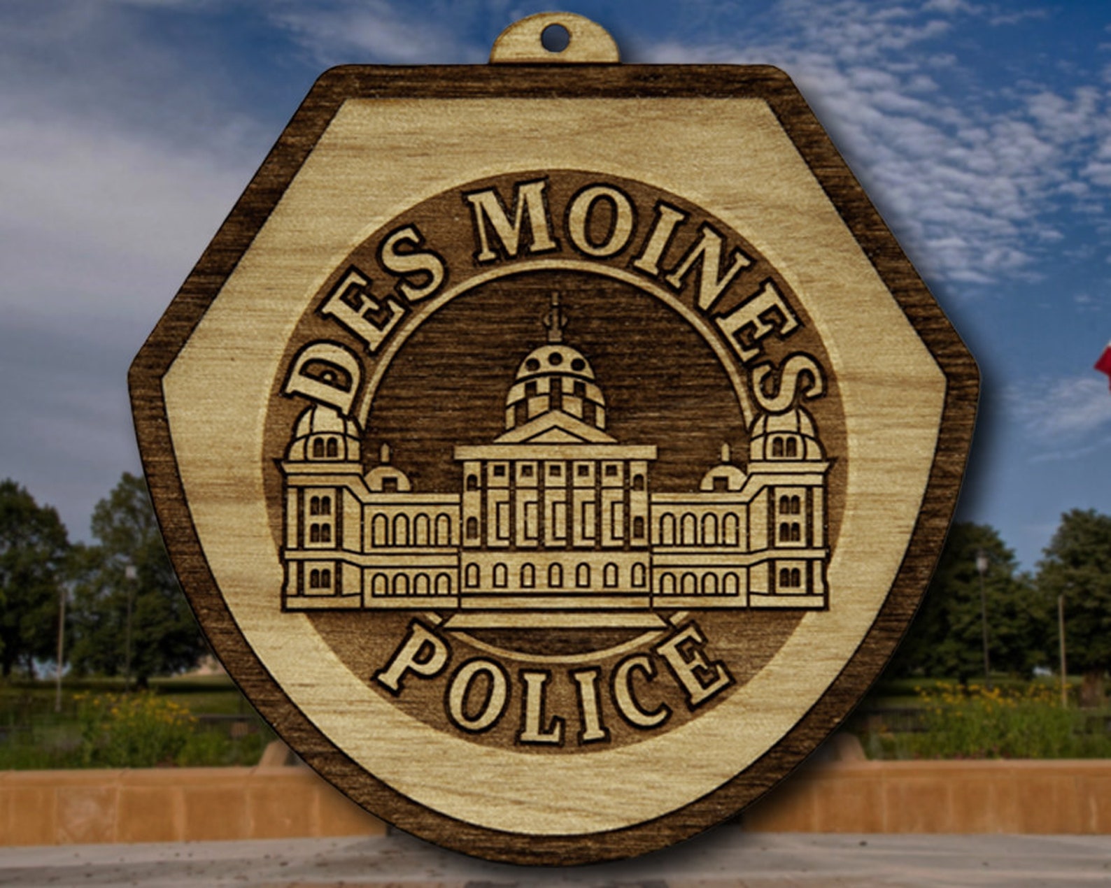 Wooden Des Moines IA Police Badge or Patch Ornament - Etsy