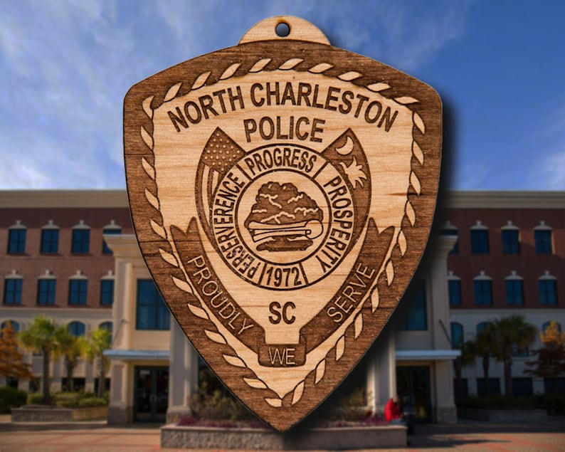Wooden North Charleston SC Police Badge or Shoulder Patch Ornament - Etsy