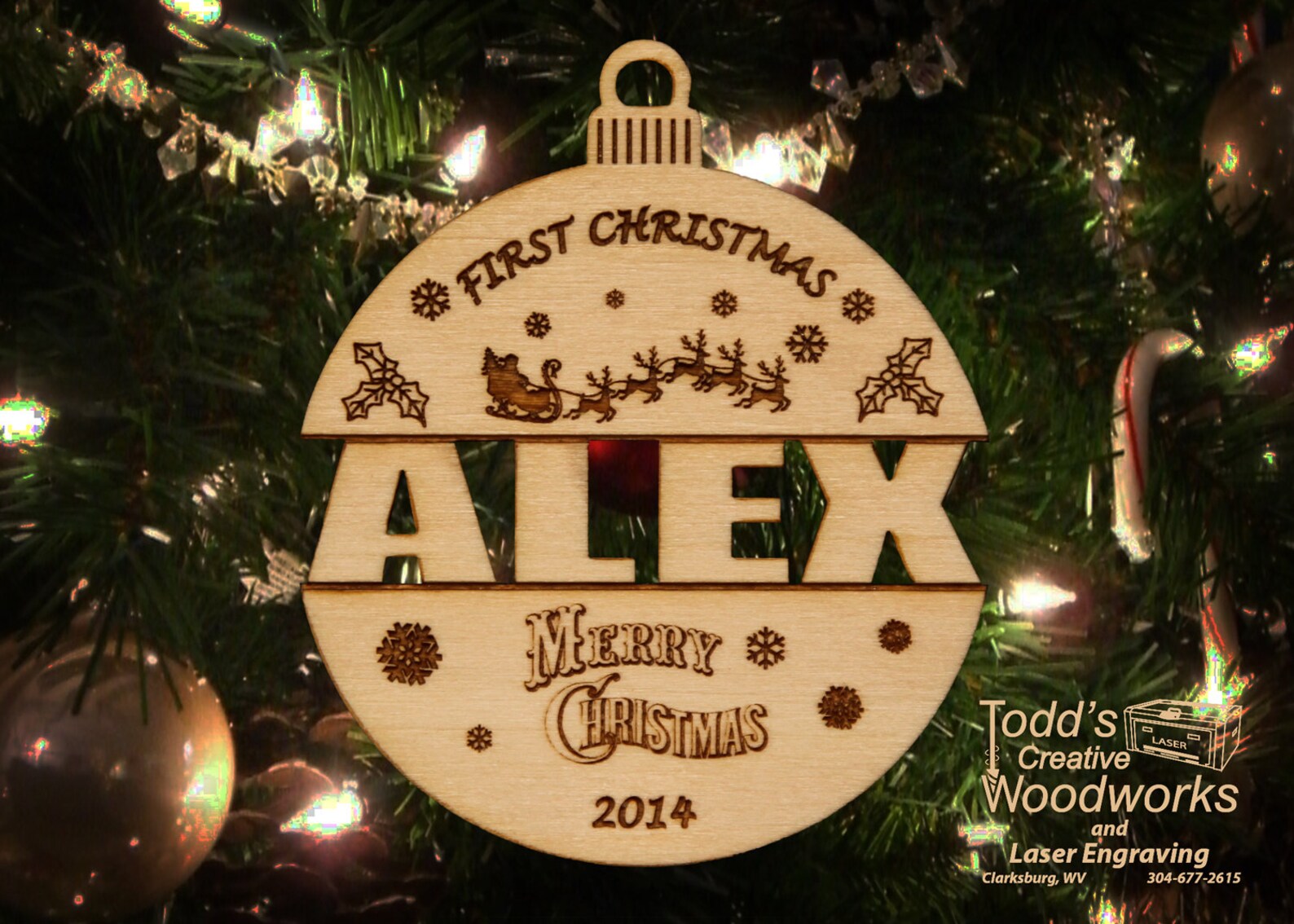 Personalized Wooden Name Cutout Christmas Ornament - Etsy