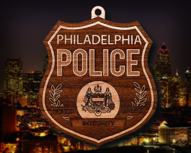 Personalized Wooden Philadelphia PD Badge or Shoulder Patch Hanging ...