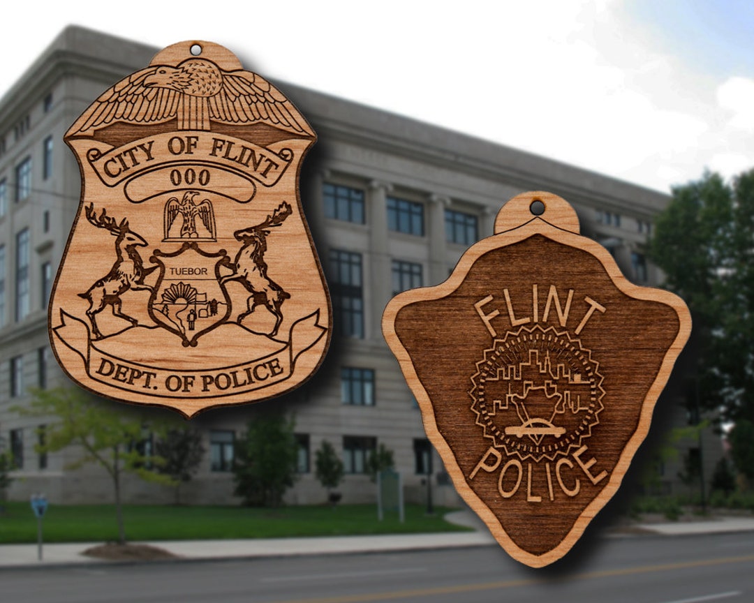 Wooden Flint MI Police Badge or Shoulder Patch Ornament - Etsy