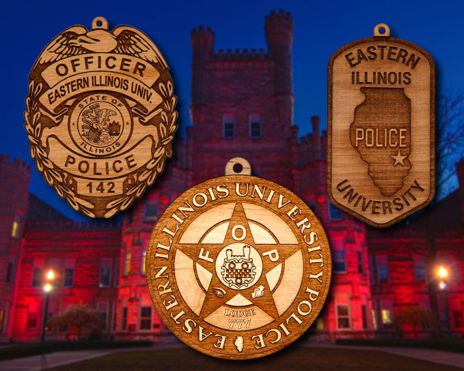 Wooden Eastern Illinois Univ. Police Badge or Patch Ornament - Etsy