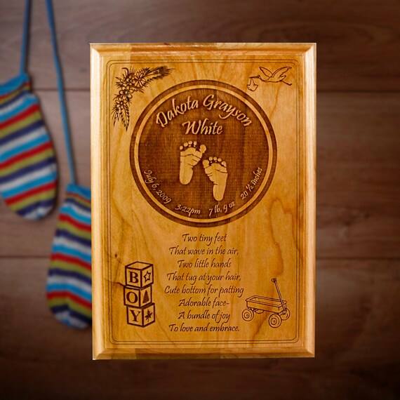 Wooden Engraved Baby Plaque - Etsy
