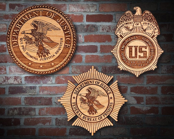 Wooden Dept of Justice Badge or Patch Plaque - Etsy