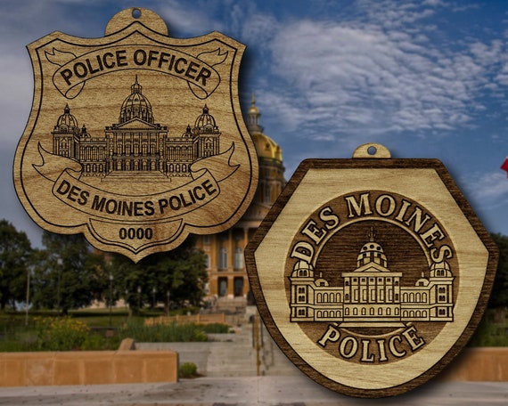 Wooden Des Moines IA Police Badge or Patch Ornament | Etsy