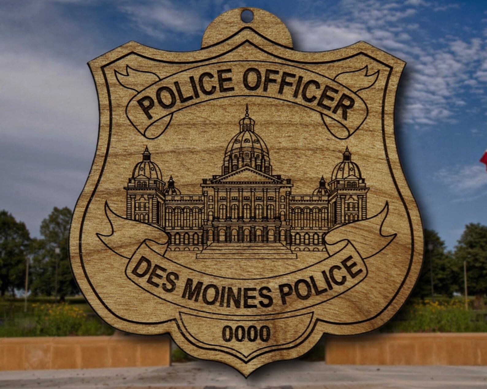 Wooden Des Moines IA Police Badge or Patch Ornament - Etsy