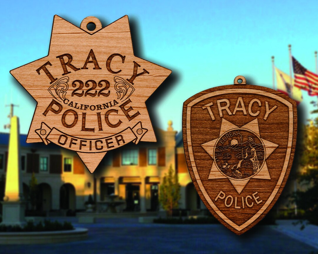 Wooden Tracy PD Badge or Shoulder Patch Hanging Ornament - Etsy