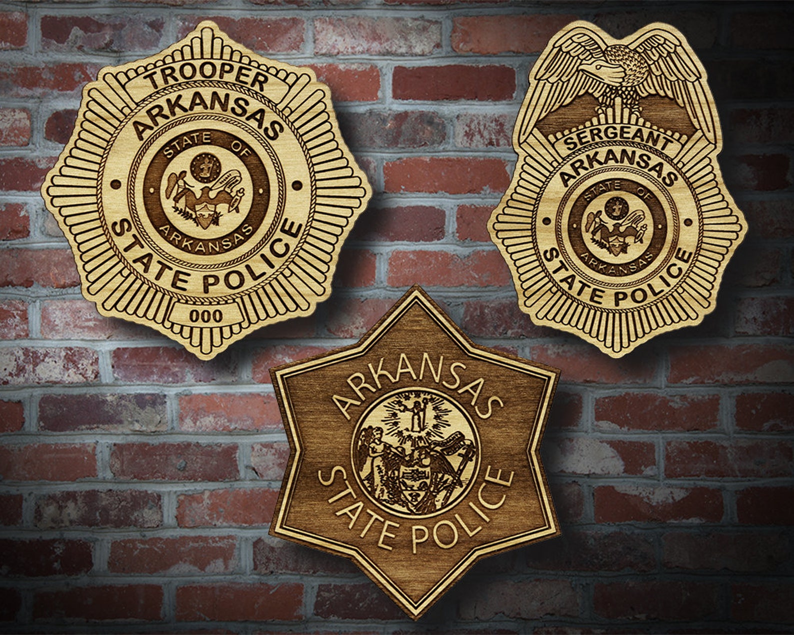 Wooden Arkansas SP Badge or Patch Plaque - Etsy