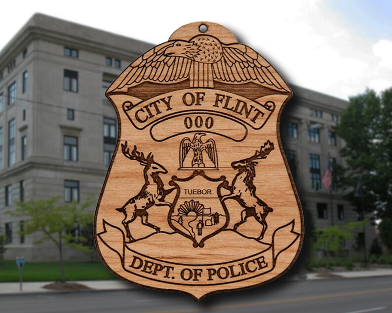 Wooden Flint MI Police Badge or Shoulder Patch Ornament - Etsy