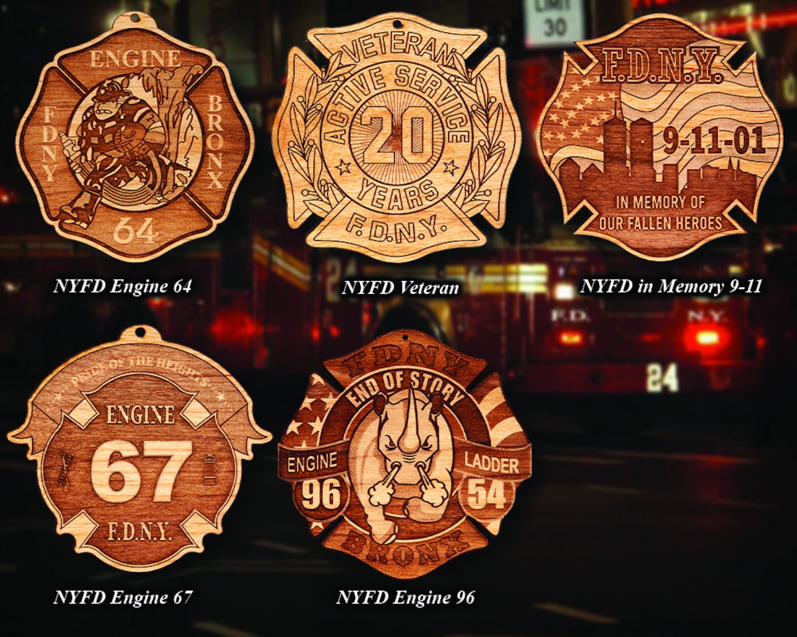 Personalized Wooden New York City Fire Department Badge and | Etsy