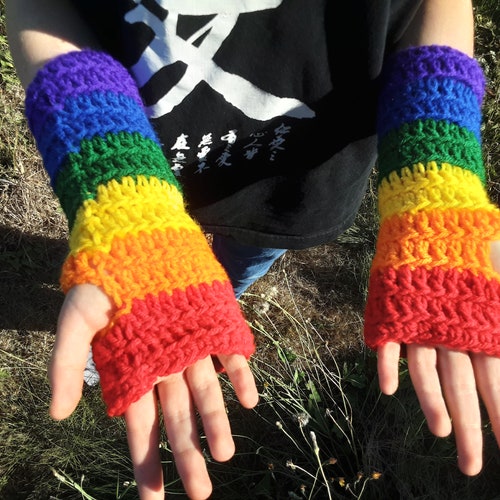 Pride Fingerless Gloves-rainbow - Etsy