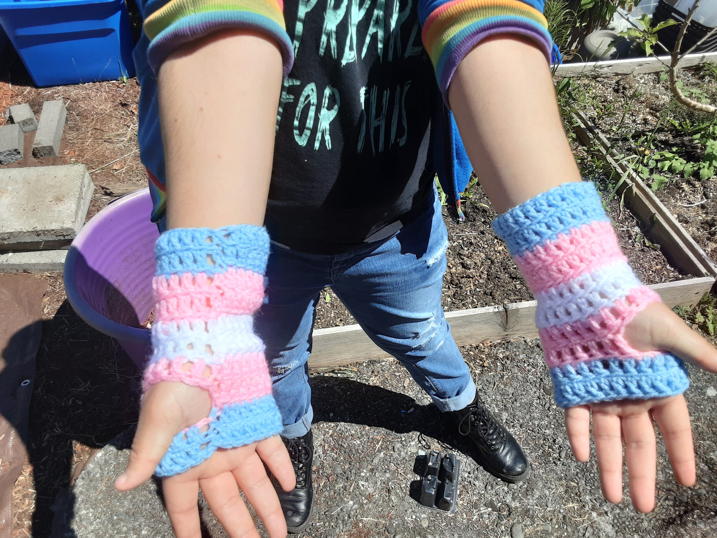 Transgender Pride Fingerless Gloves - Etsy