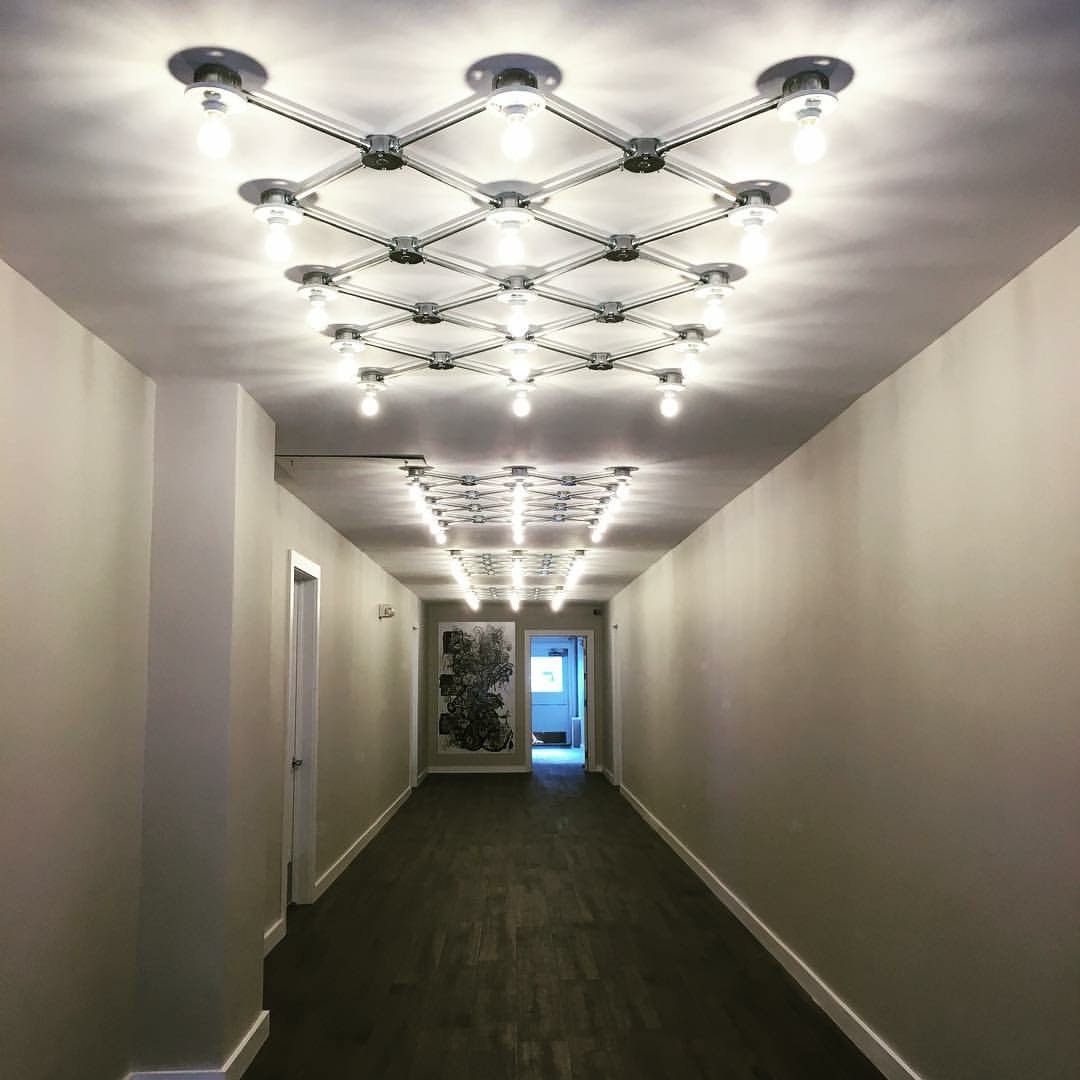 Flush Mount Grid Lights — Distressed Design