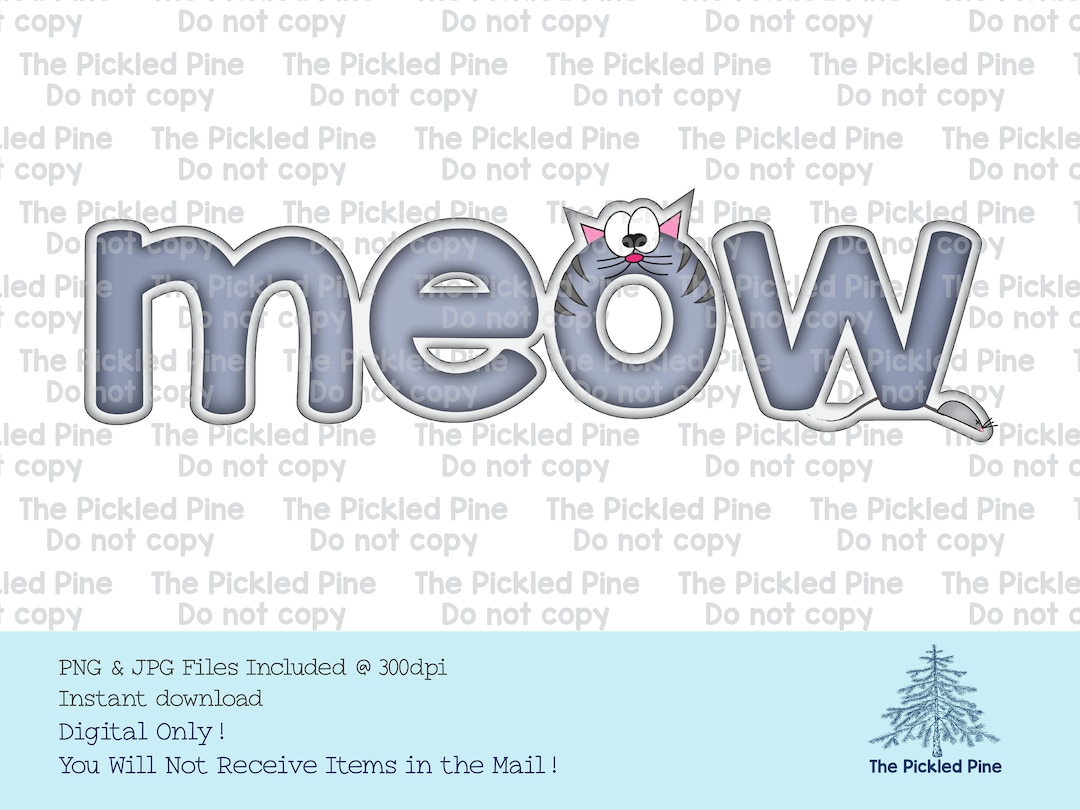 Meow Word Art (clip Art) - Etsy