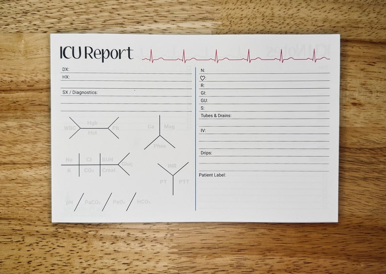 ICU Report Notepad - Etsy