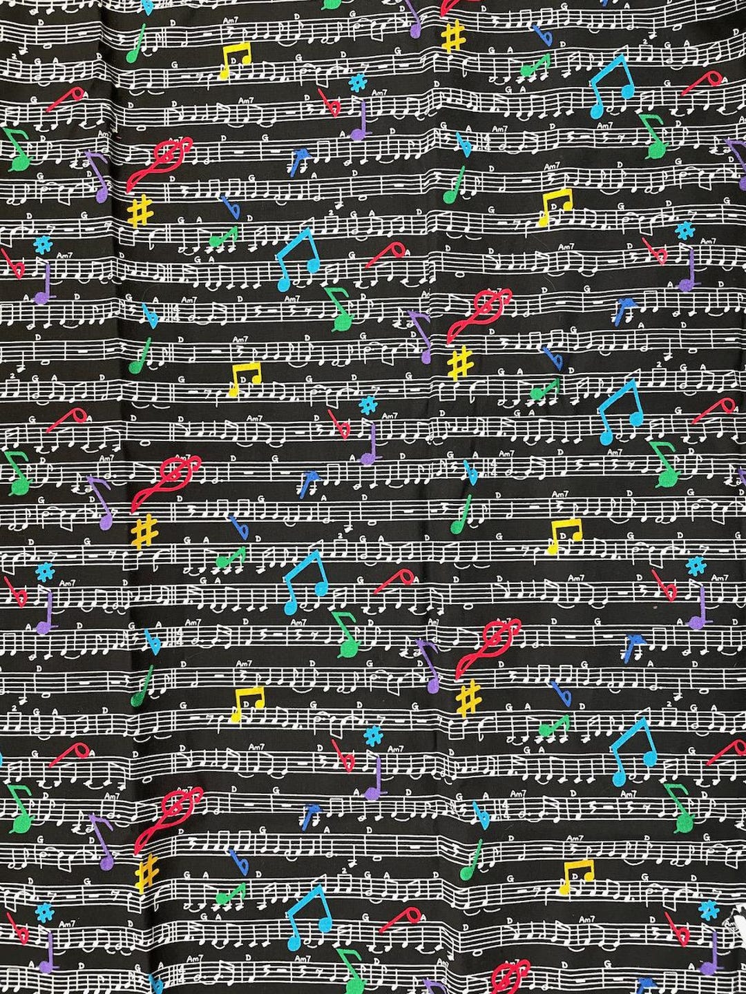 Vintage Fabric With Musical Notation for Quilters, 3/4 Yd X 46" W ...