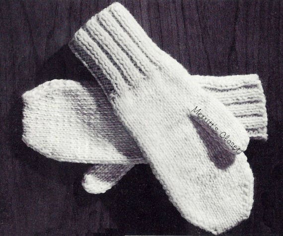Easy-Thumb Mittens Knitted on Two 2 Needles Sizes 5 9 | Etsy