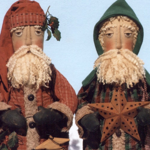 Primitive PATTERN Folk Art Santas - Etsy