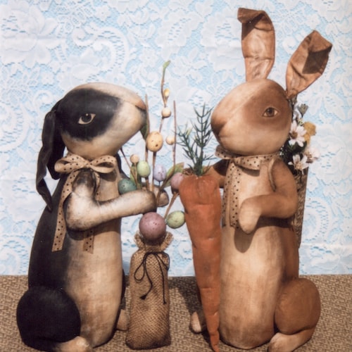 Primitive E-PATTERN Vintage Bunnies - Etsy