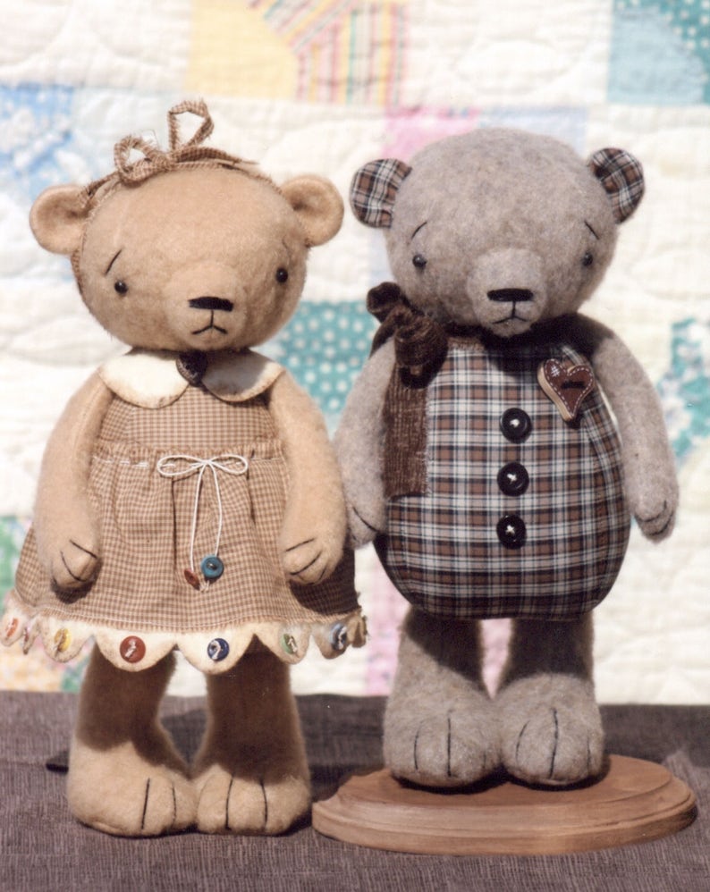 Primitive PATTERN Tubby Teddy Bears | Etsy