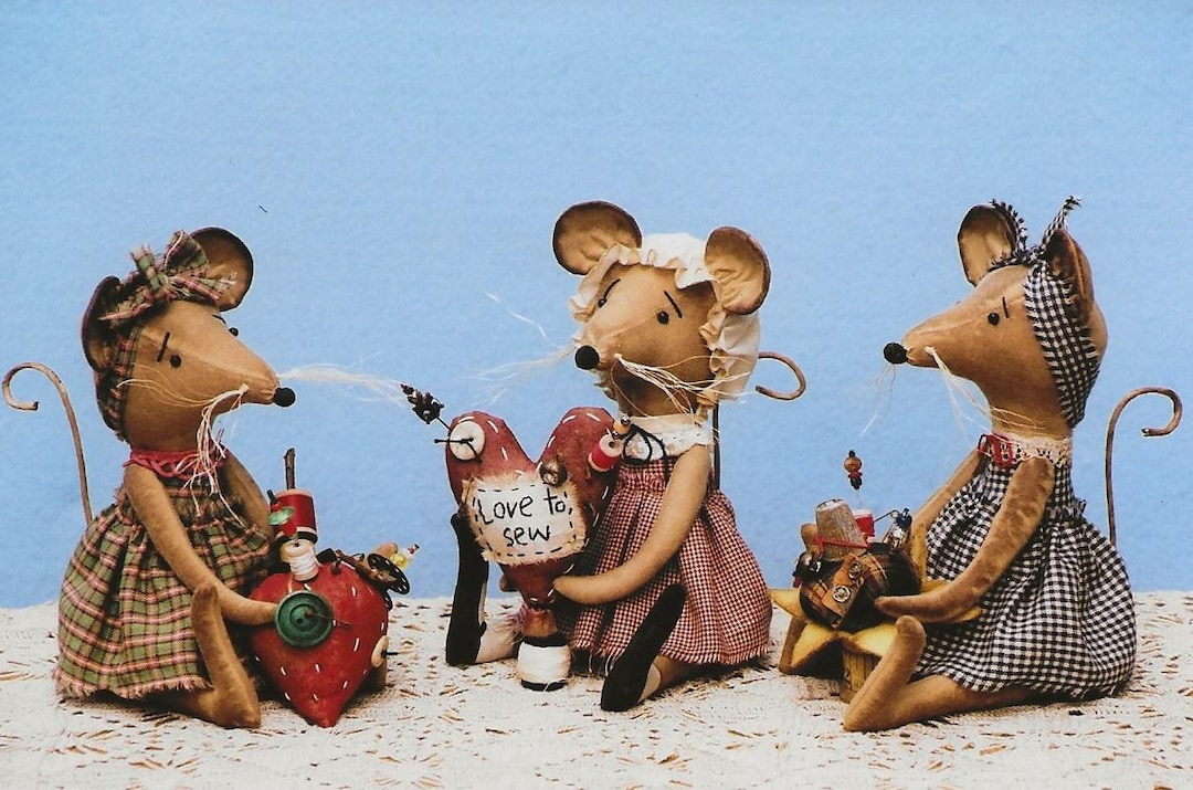 Primitive Pattern Country Mouse Pinkeeps - Etsy