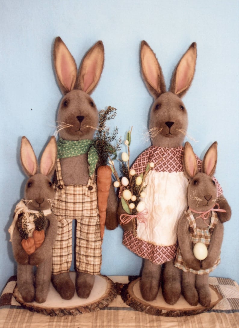 Primitive PATTERN Country Bunny Family - Etsy