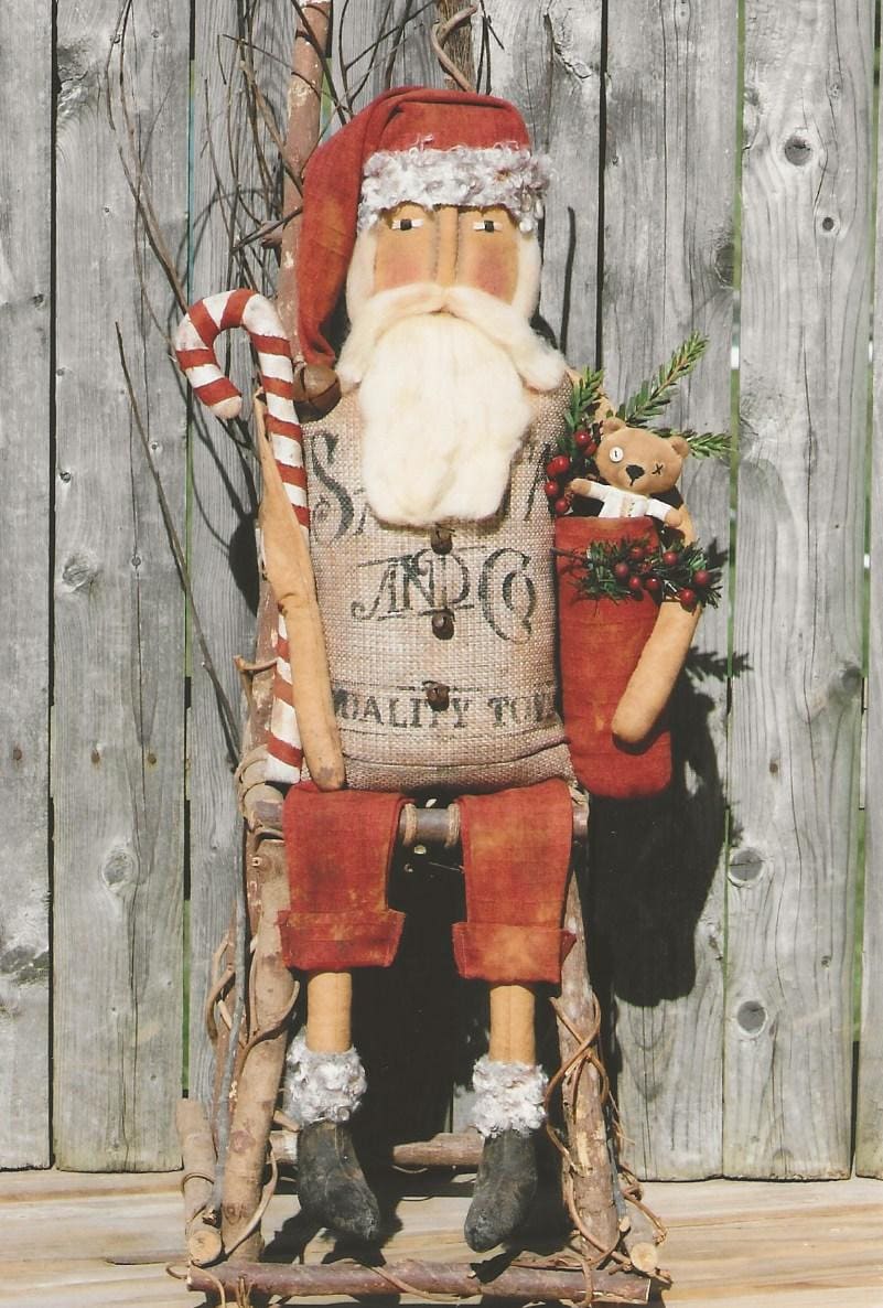 Sitting Sack Santa Primitive E-pattern - Etsy
