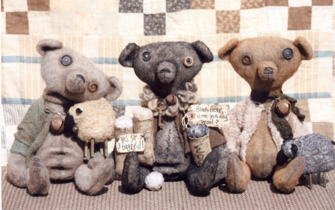 Primitive PATTERN Warm & Wooly Teddy Bears - Etsy