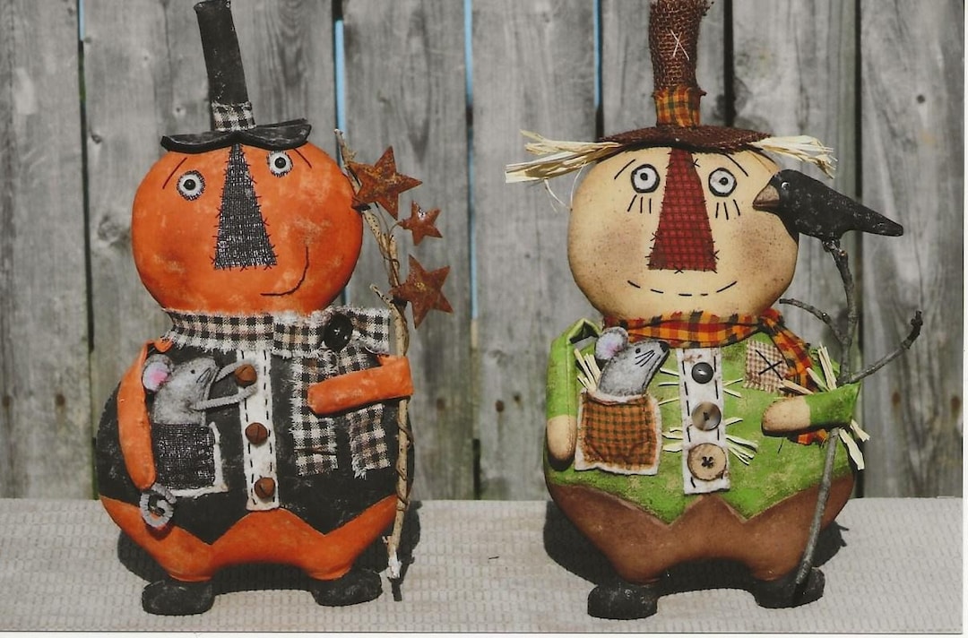 Primitive PATTERN Seasonal Men: Pumpkin Man and Scarecrow - Etsy