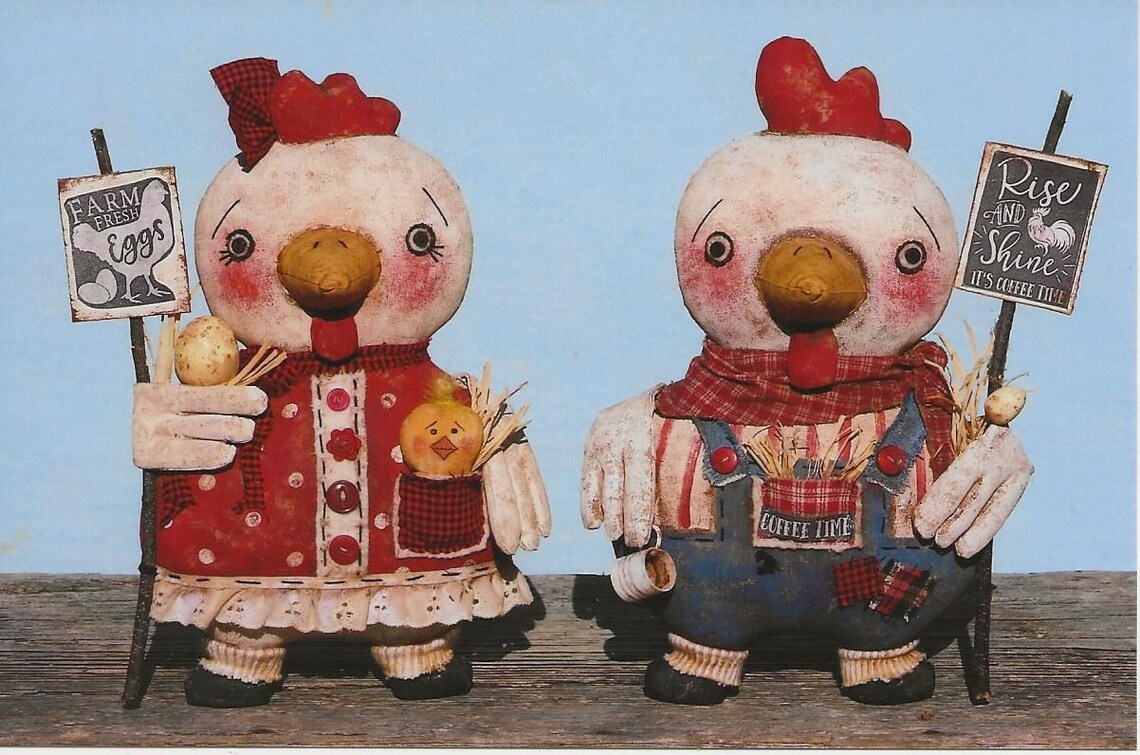 Primitive PATTERN Hettie Hen and Roy Rooster - Etsy