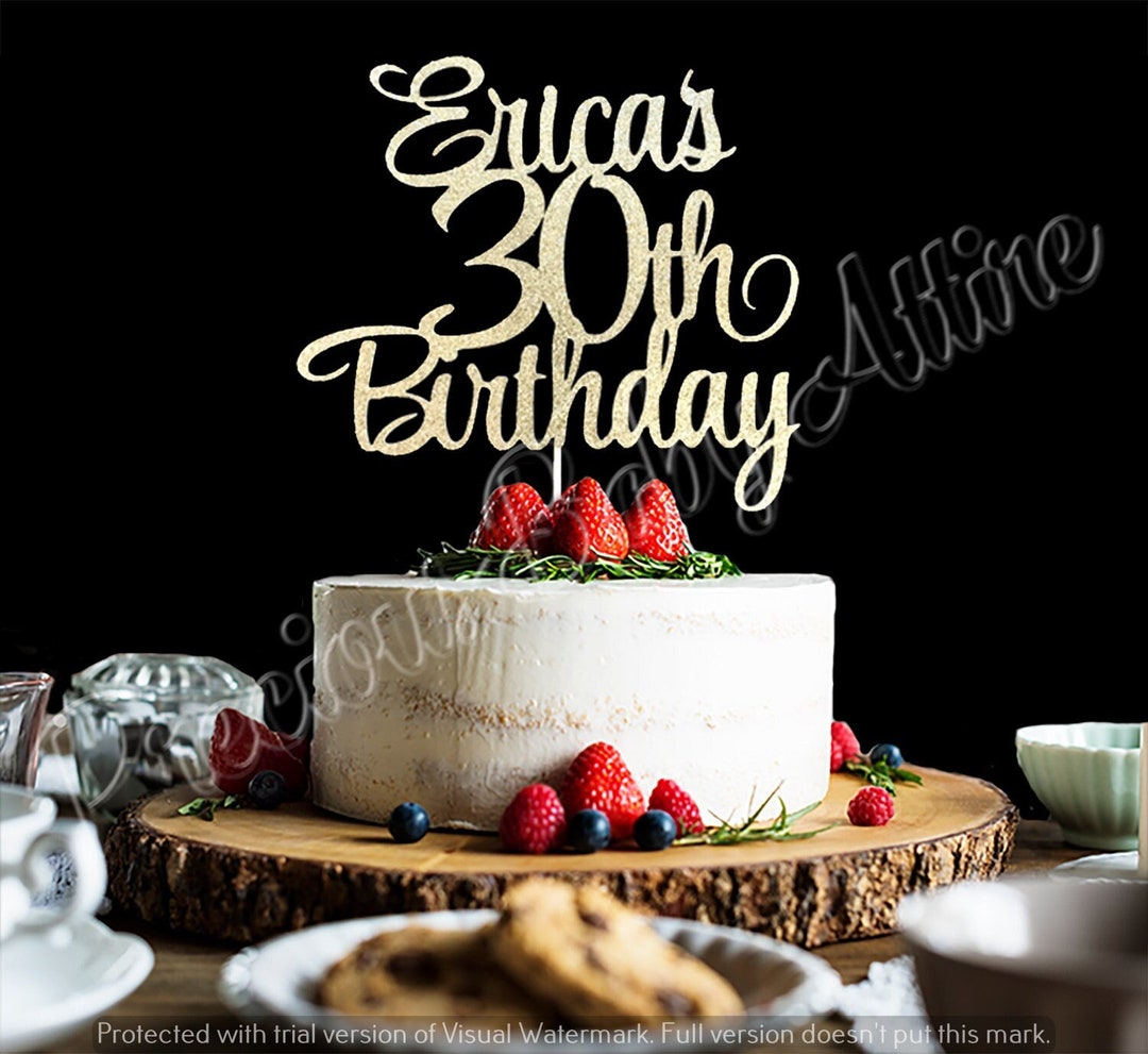 30th Birthday Cake Topper, Glitter Cake Topper, Custom Cake Topper - Etsy