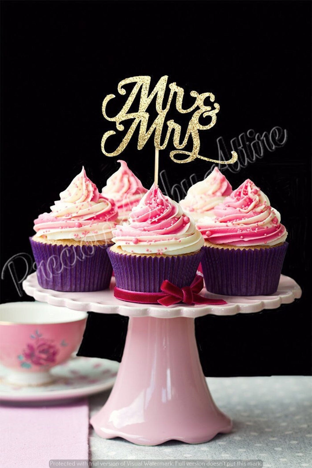 Mr & Mrs Cupcake Toppers Set of 12, Engagement Party Cupcake Toppers - Etsy