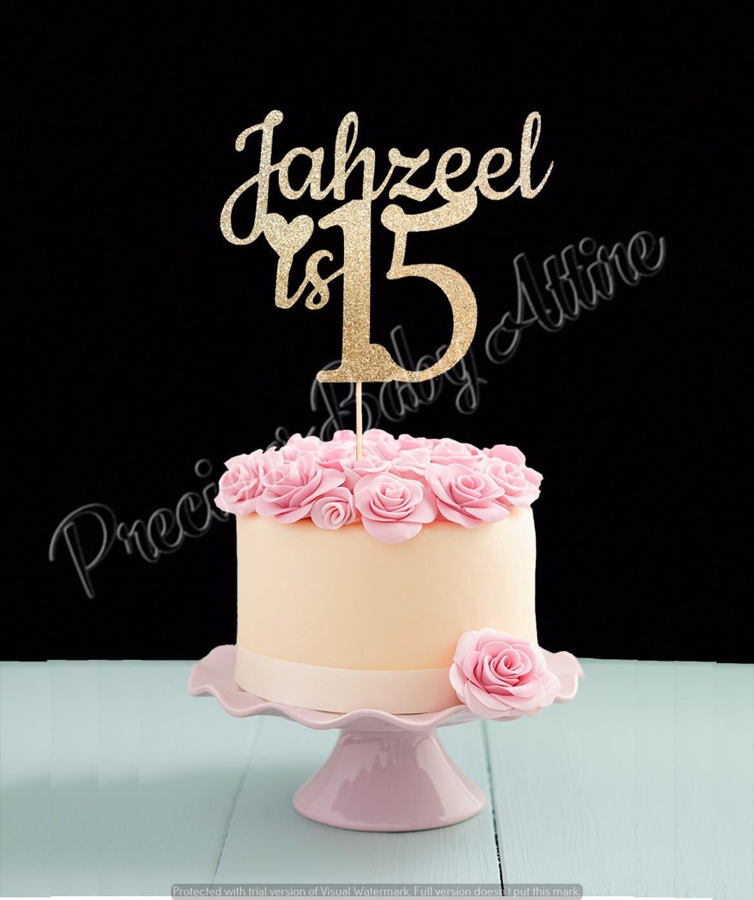15th Birthday Cake Topper, Glitter Cake Topper - Etsy