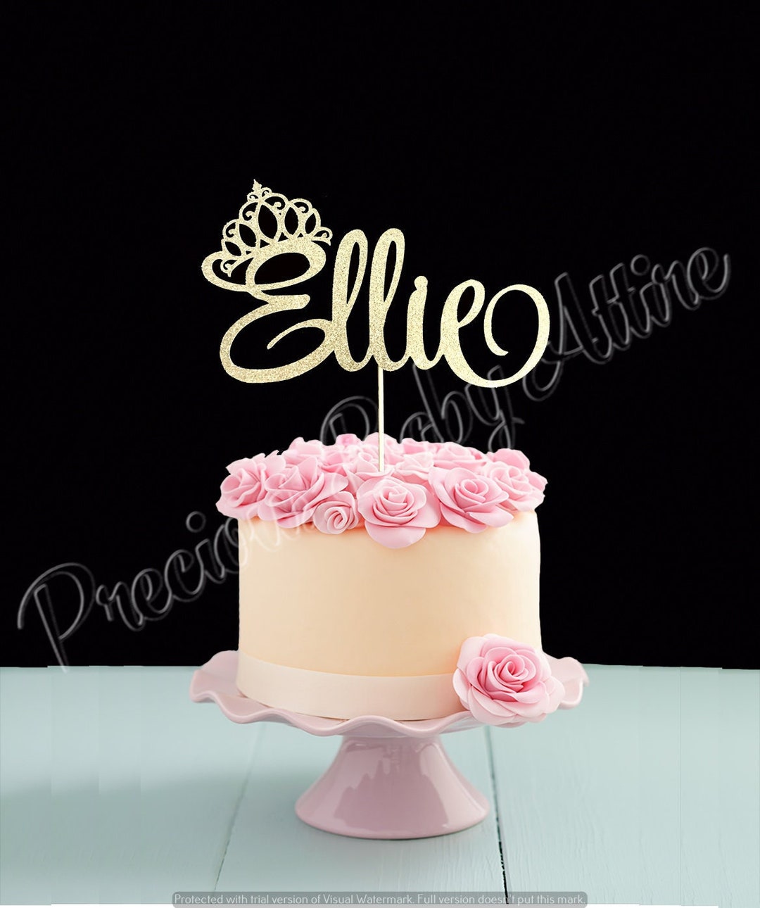 Princess Birthday Cake Topper Glitter Cake Topper - Etsy
