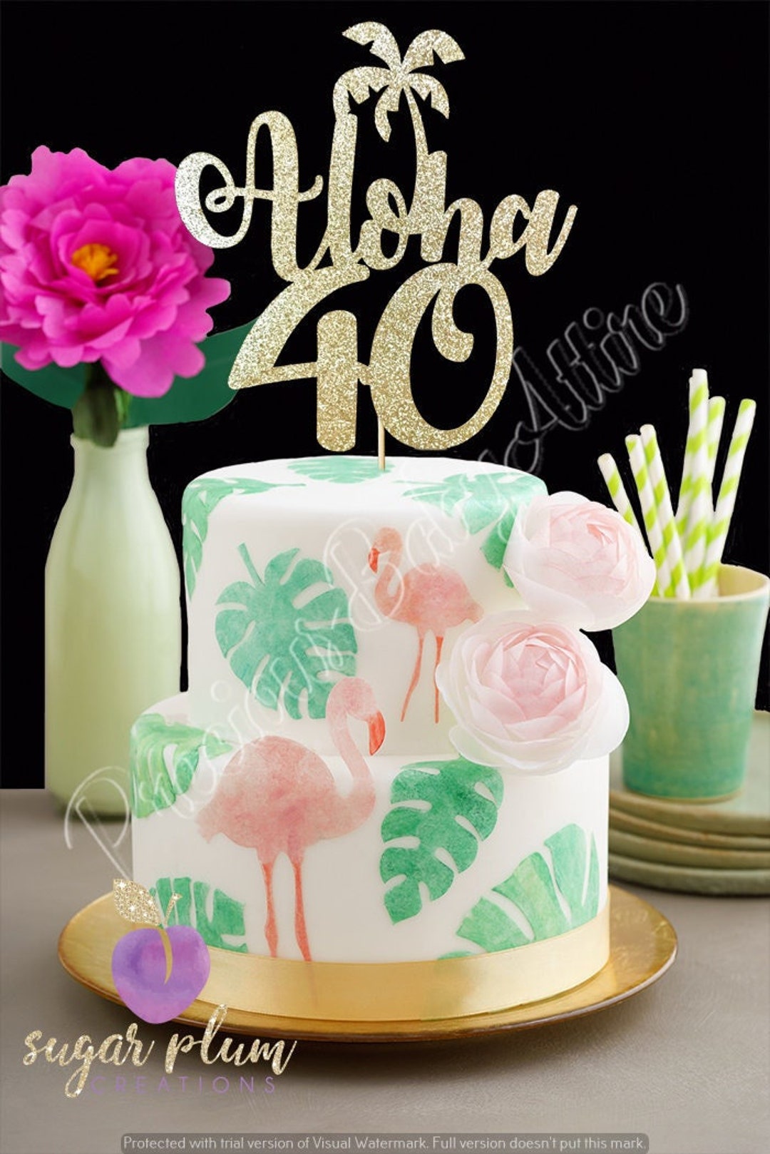 Aloha 40 Cake Topper - Etsy