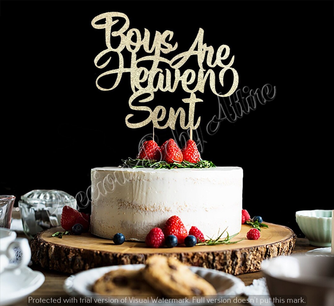 Boys Are Heaven Sent Cake Topper - Etsy