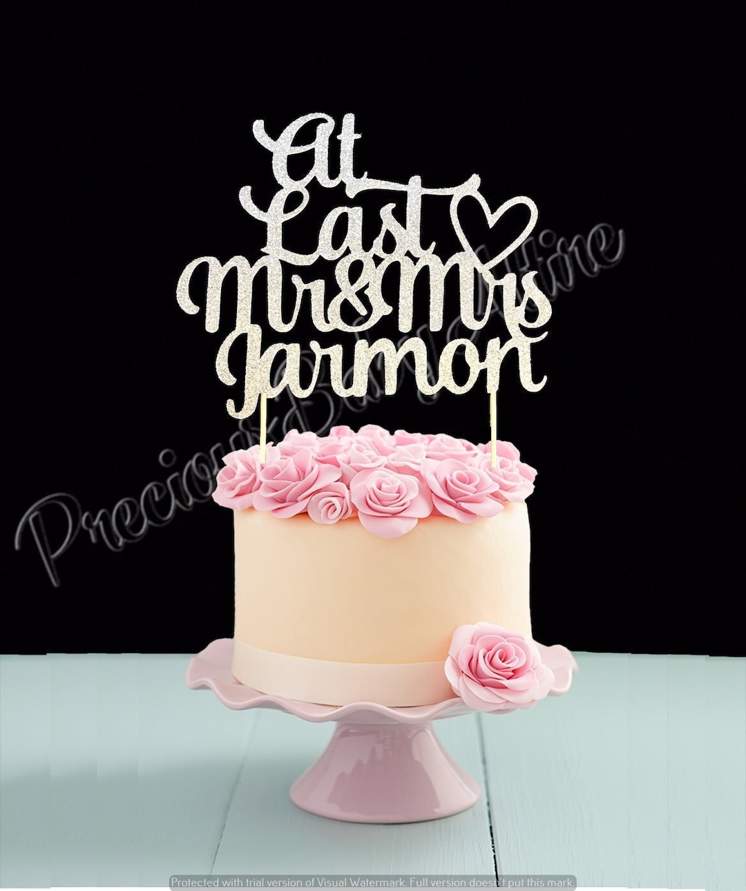 At Last Cake Topper, at Last Mr. & Mrs. Cake Topper, Wedding Cake ...