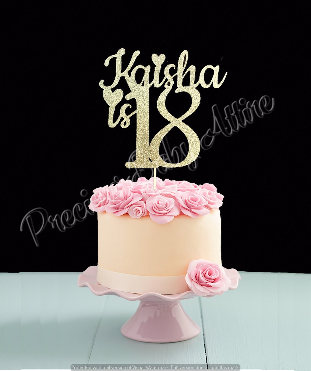 Personalized 18th Birthday Cake Topper, Glitter Cake Topper - Etsy