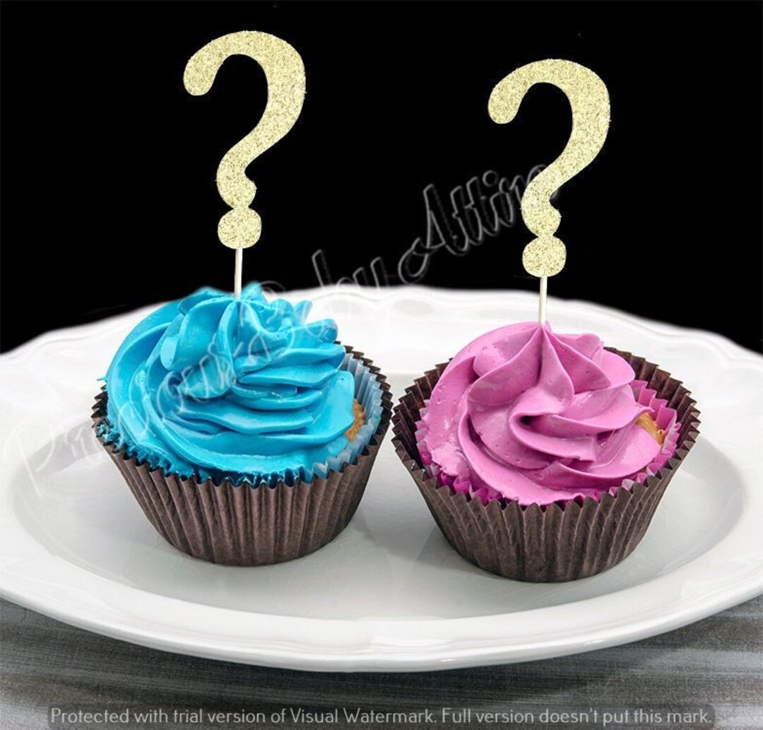 Gender Reveal Baby Shower , Question Mark Cupcake Toppers - Etsy