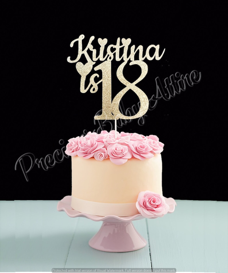 Personalized 18th Birthday Cake Topper Glitter Cake Topper - Etsy